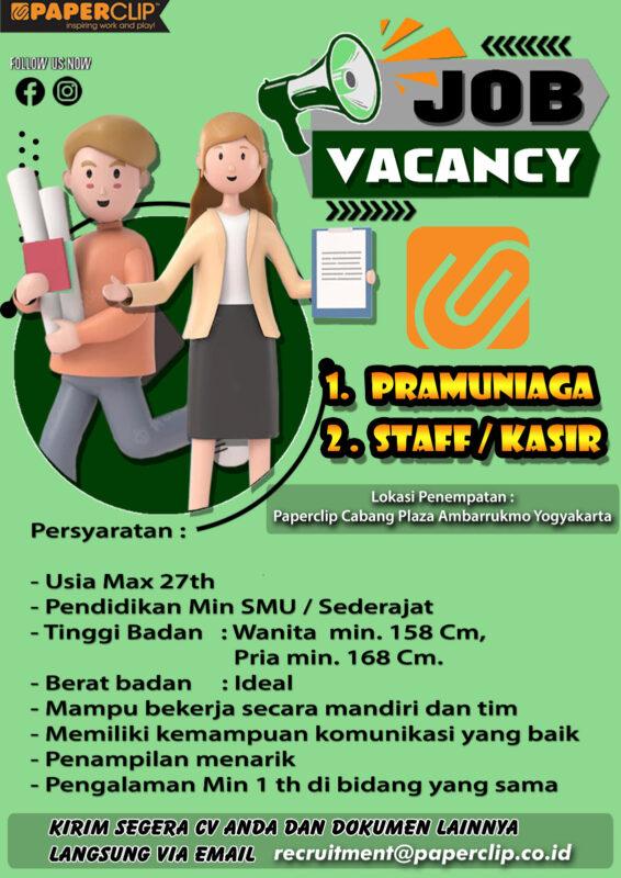 Lowongan Kerja Pramuniaga - Kasir di Paperclip - LokerJogja.ID