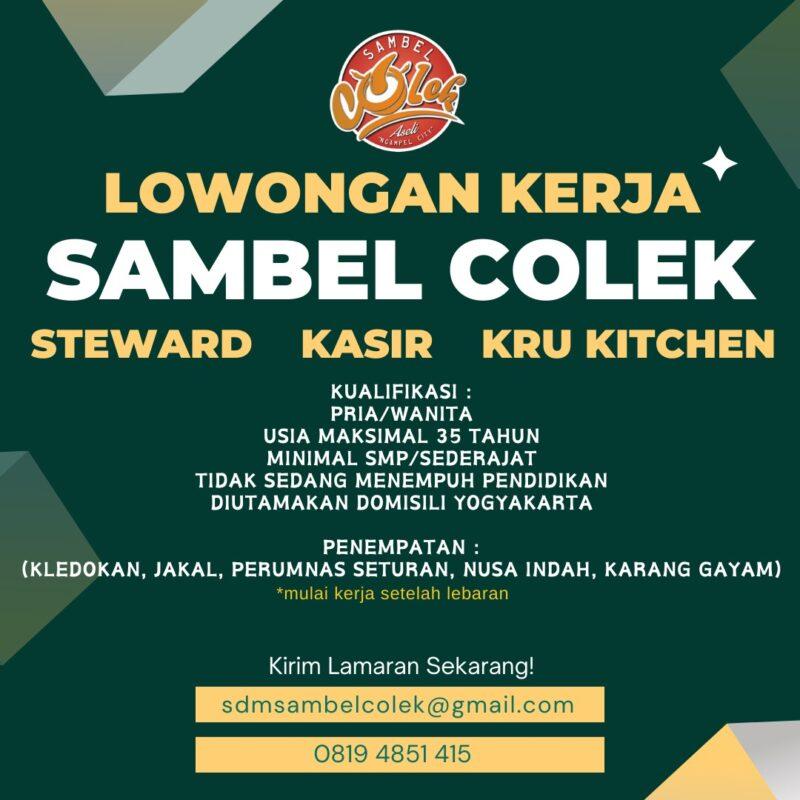 Lowongan Kerja Steward - Kasir - Kru Kitchen di Sambel Colek ...