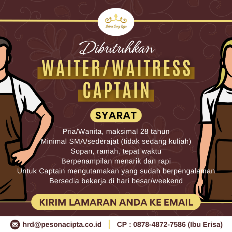 Lowongan Kerja Waiter/Waitress - Captain di Selera Sang Raja - LokerJogja.ID
