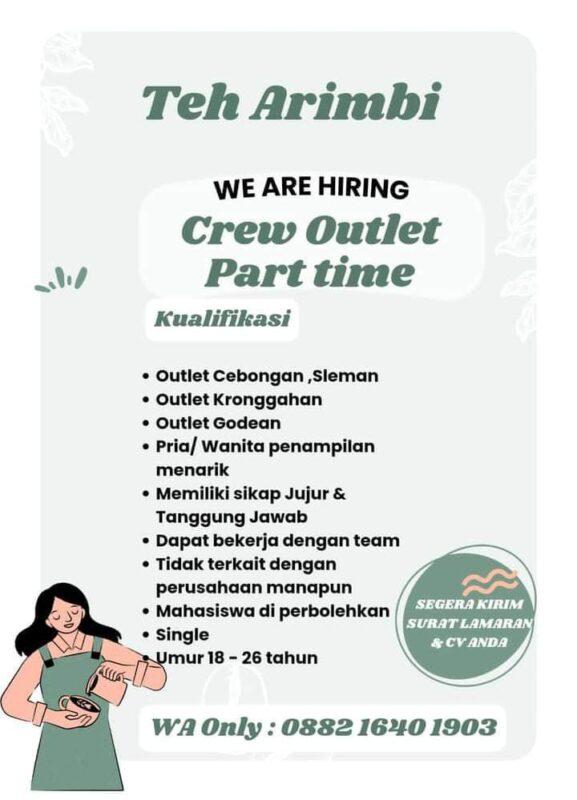Lowongan Kerja Crew Outlet Part Time di Teh Arimbi - LokerJogja.ID