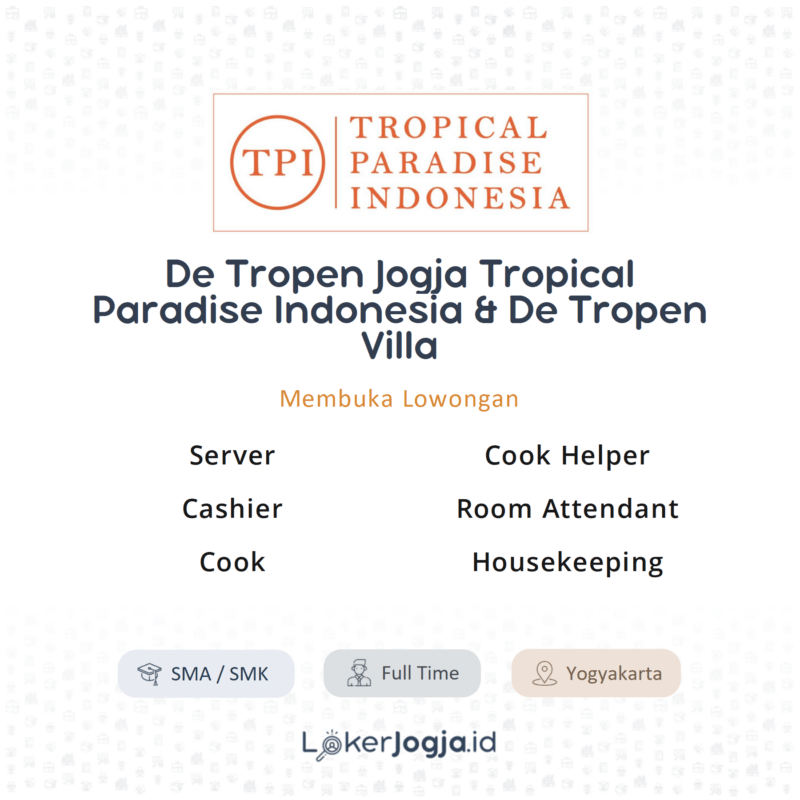 Lowongan Kerja Server - Cashier - Cook - Cook Helper - Room Attendant ...