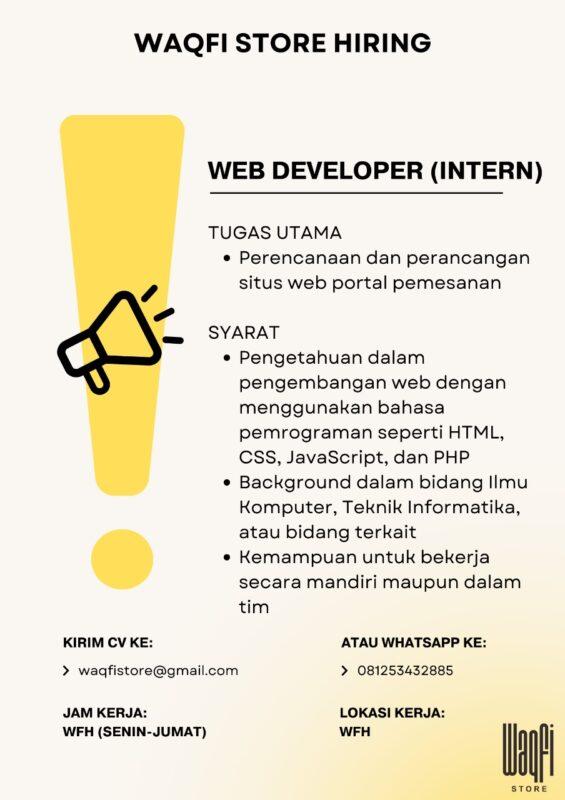 Lowongan Kerja Intern Web Developer di Waqfi Store - LokerJogja.ID