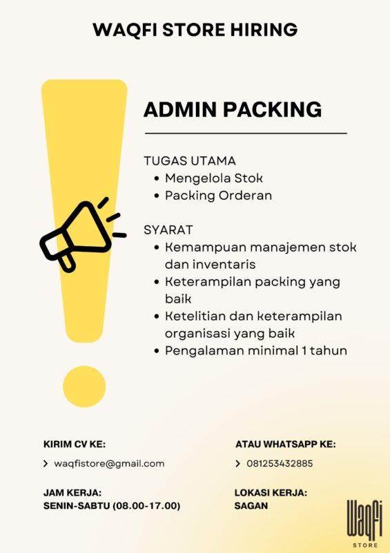 Lowongan Kerja Admin Packing di Waqfi Store - LokerJogja.ID