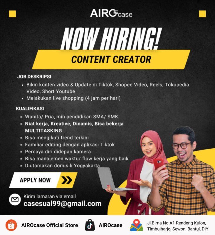 Lowongan Kerja Content Creator Di AIRO Case - LokerJogja.ID