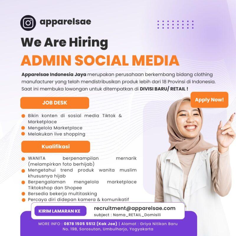 Lowongan Kerja Admin Sosial Media di Apparelsae - LokerJogja.ID