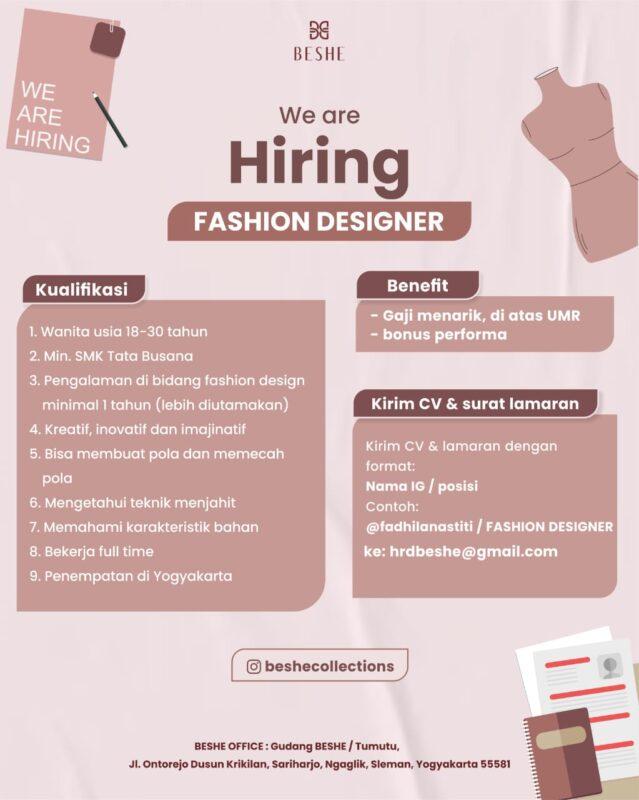 Lowongan Kerja Fashion Designer di Beshe Collections - LokerJogja.ID