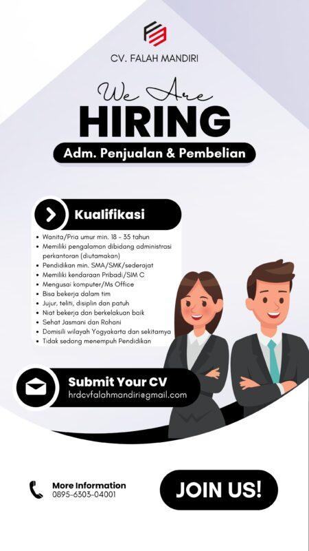 Lowongan Kerja Admin Penjualan & Pembelian di CV. Falah Mandiri - LokerJogja.ID