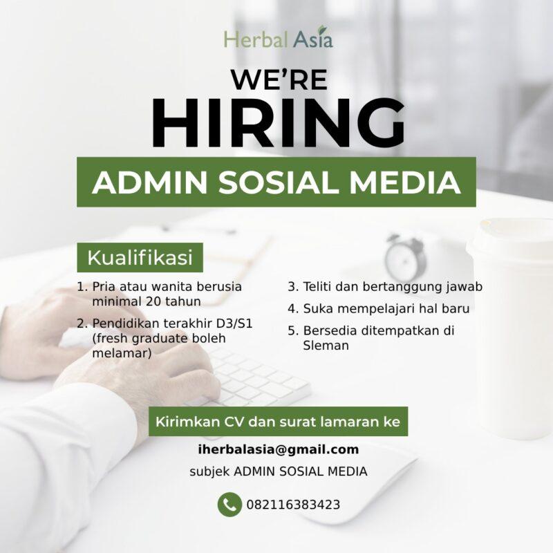 Lowongan Kerja Admin Sosial Media di CV. Herbalasia Indonesia - LokerJogja.ID