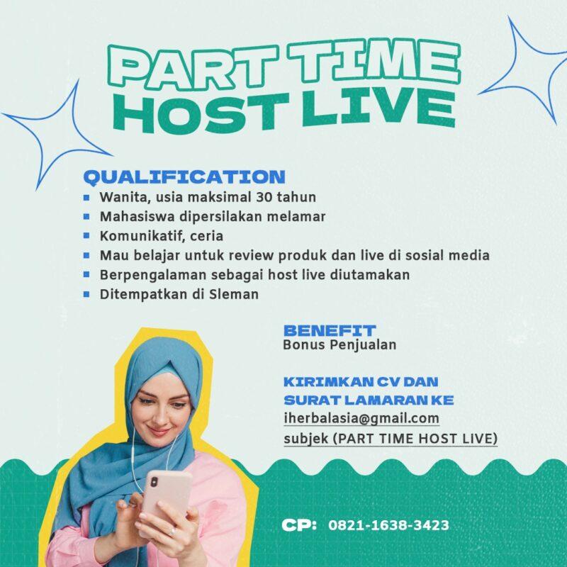Lowongan Kerja Host Live Part Time di CV. Herbalasia Indonesia - LokerJogja.ID