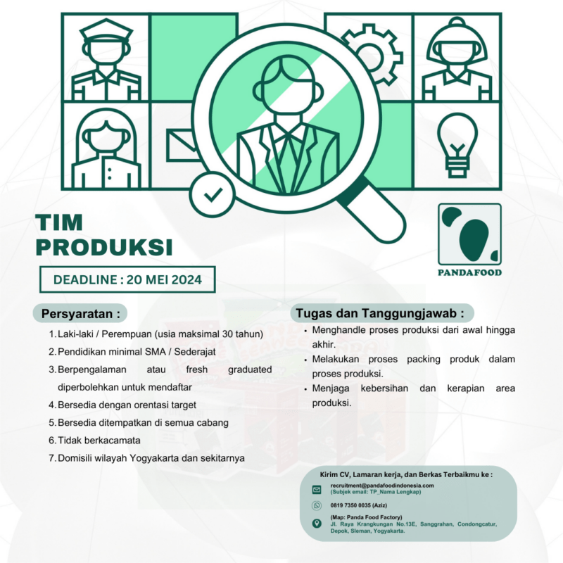 Lowongan Kerja Tim Produksi - Tenaga Serabutan di CV. Panda Food ...