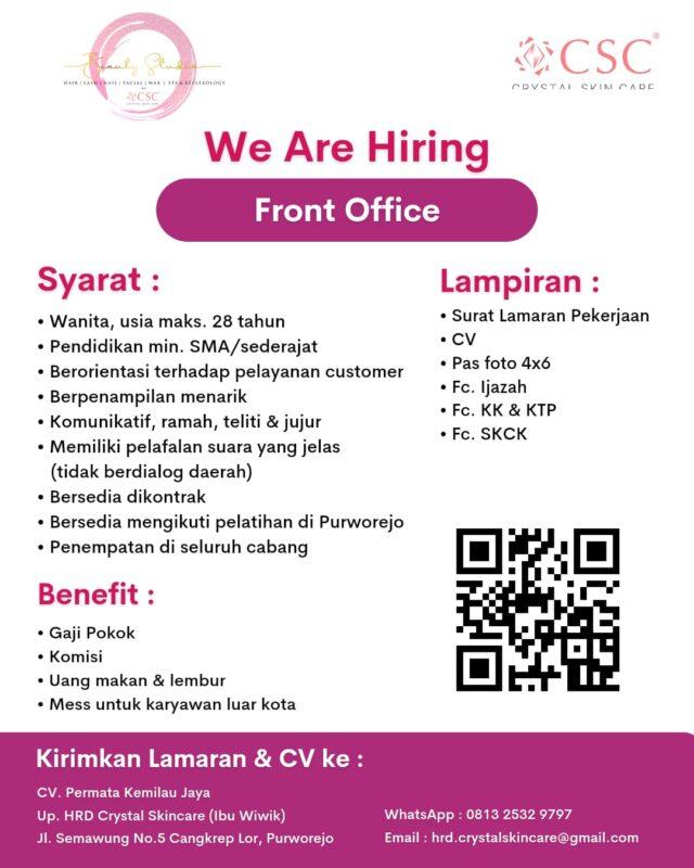 Lowongan Kerja Front Office - Beauty Therapis - Content Creator di CV ...