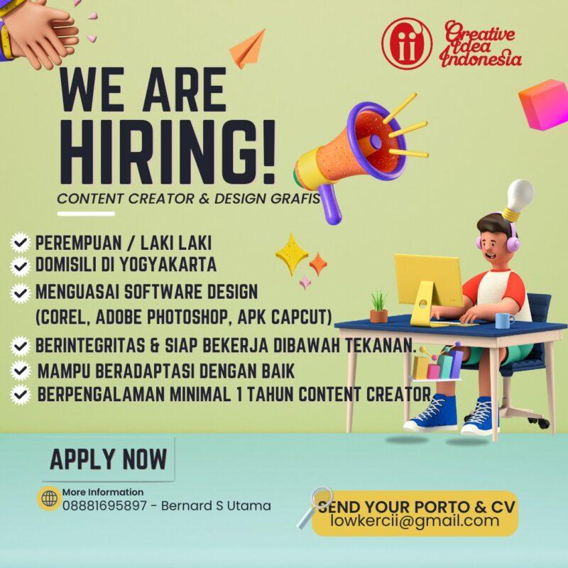 Lowongan Kerja Content Creator & Design Grafis di PT. Creative Idea ...