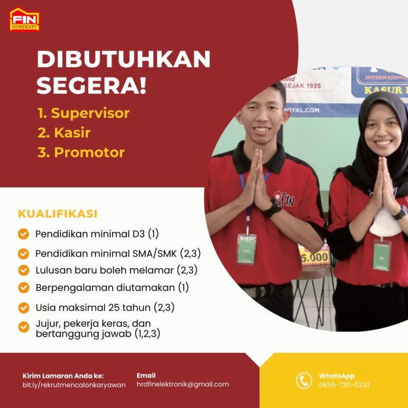 Lowongan Kerja Supervisor - Kasir - Promotor di Fin Homemart ...