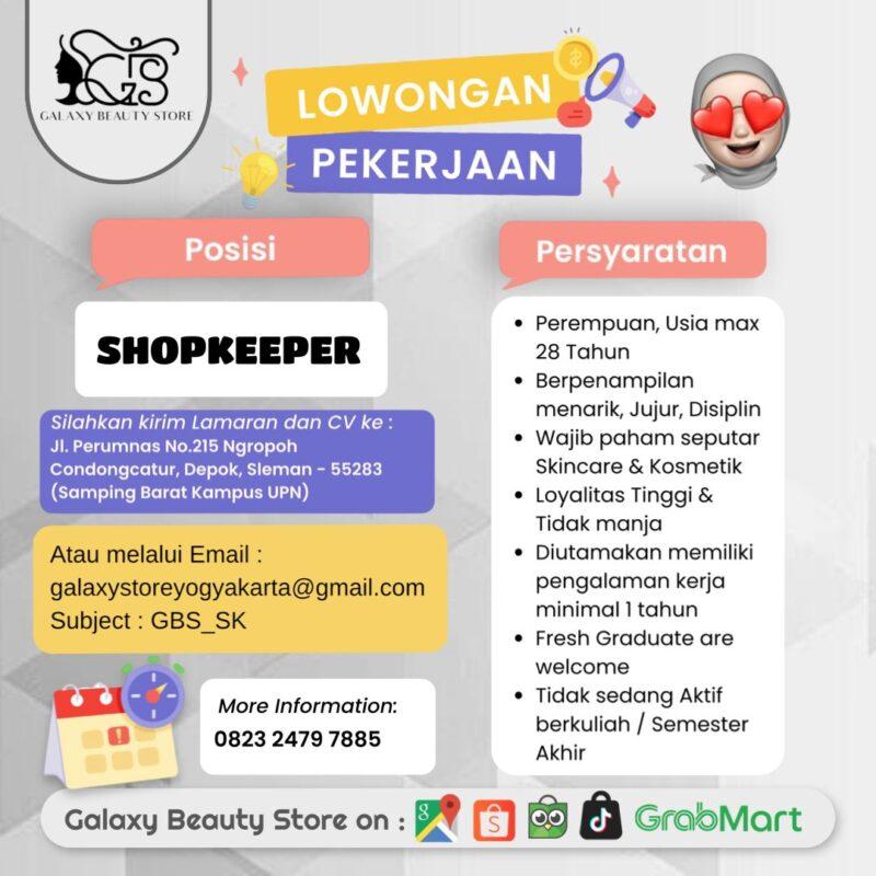 Lowongan Kerja Shopkeeper di Galaxy Beauty Store - LokerJogja.ID