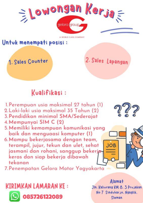 Lowongan Kerja Sales Counter - Sales Lapangan di Gelora Group - LokerJogja.ID