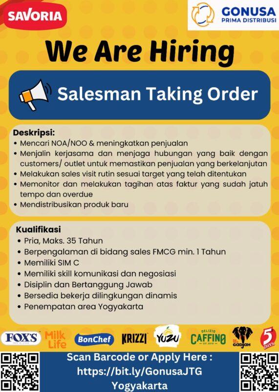 Lowongan Kerja Salesman Taking Order di PT. Gonusa Prima Distribusi ...
