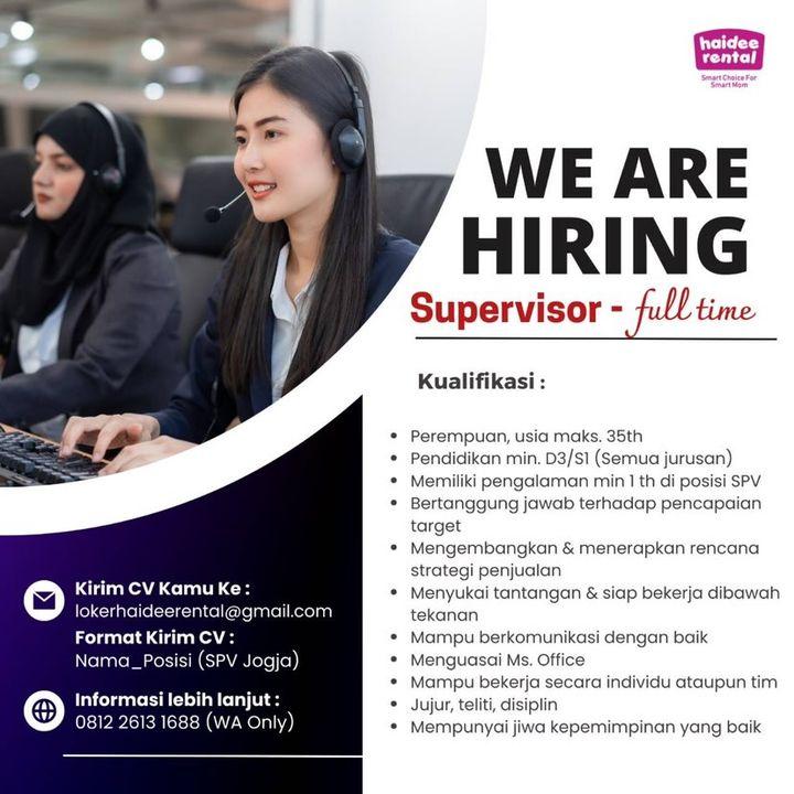 Lowongan Kerja Supervisor di Haidee Rental - LokerJogja.ID