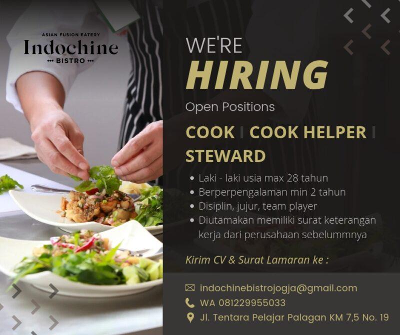 Lowongan Kerja Cook - Cook Helper - Steward di Indochine Bistro ...