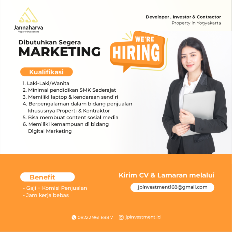 Lowongan Kerja Marketing di Jannaharva Property Investment - LokerJogja.ID