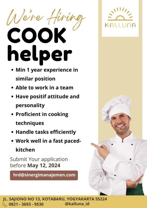 Lowongan Kerja Cook Helper di Kalluna - LokerJogja.ID