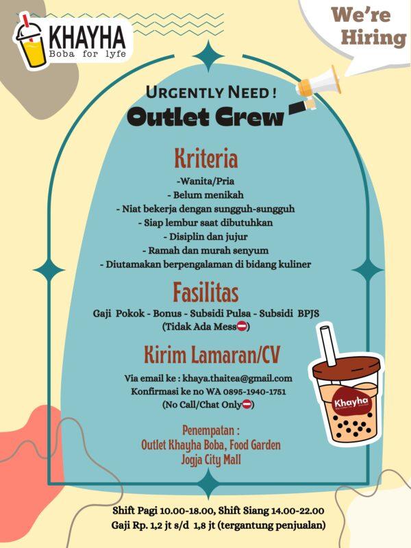 Lowongan Kerja Outlet Crew di Khayha Boba - LokerJogja.ID