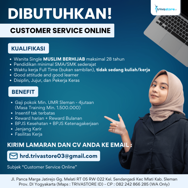 Lowongan Kerja Customer Service Online di Trivastore - LokerJogja.ID