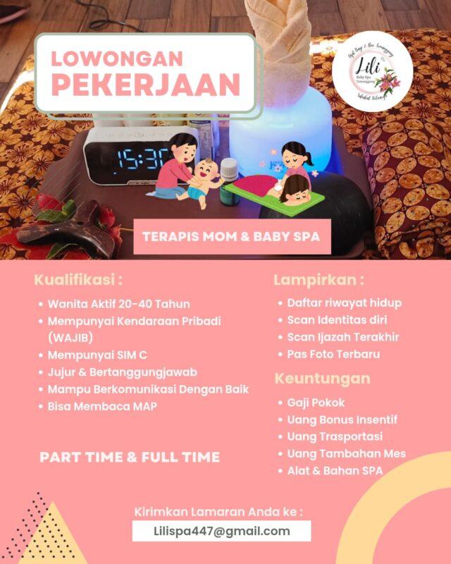 Lowongan Kerja Terapis Home Spa (Mom & Baby Spa) di Lili Homespa - LokerJogja.ID
