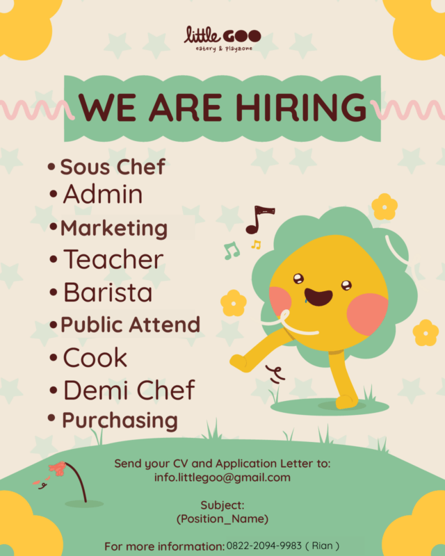 Lowongan Kerja Sous Chef - Admin - Marketing - Teacher - Barista dan ...