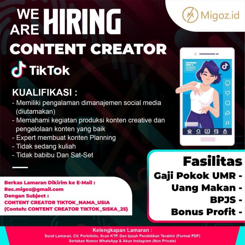 Lowongan Kerja Content Creator Tiktok di Migoz.Id - LokerJogja.ID