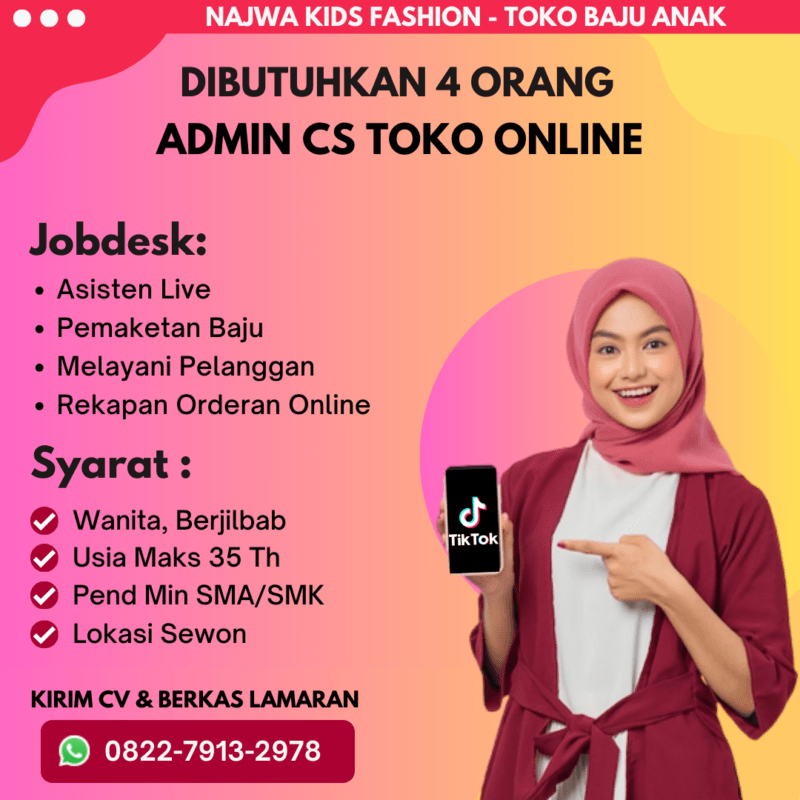 Lowongan Kerja Admin CS di Najwa Kids Fashion - LokerJogja.ID