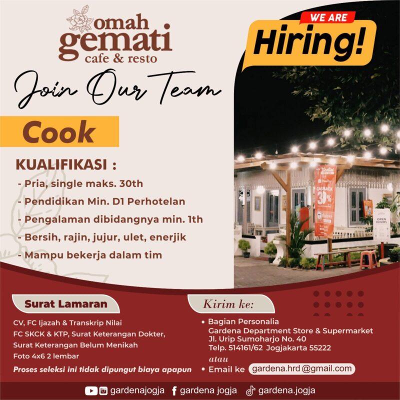 Lowongan Kerja Cook di Omah Gemati Cafe & Resto - LokerJogja.ID