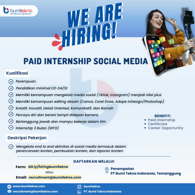 Lowongan Kerja Internship Social Media - Internship Sales - Full Stack ...