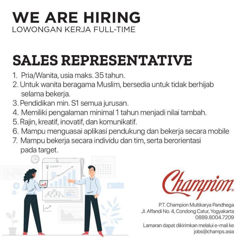 Lowongan Kerja Sales Representative - Barista di PT. Champion Multikarya Pandhega & Kopi Tugu ...