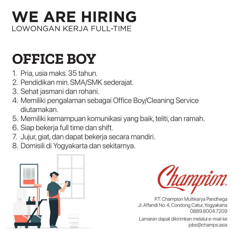 Lowongan Kerja Office Boy - Admin Executive - Security di PT. Champion Multikarya Pandhega ...