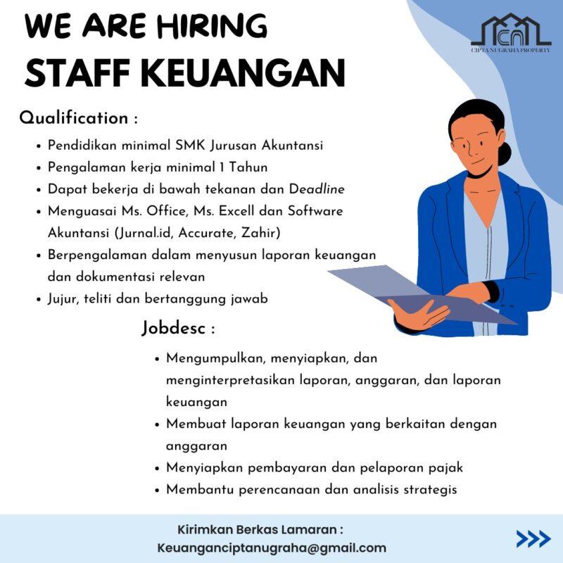 Lowongan Kerja Staff Keuangan di PT. Cipta Nugraha Sentosa - LokerJogja.ID