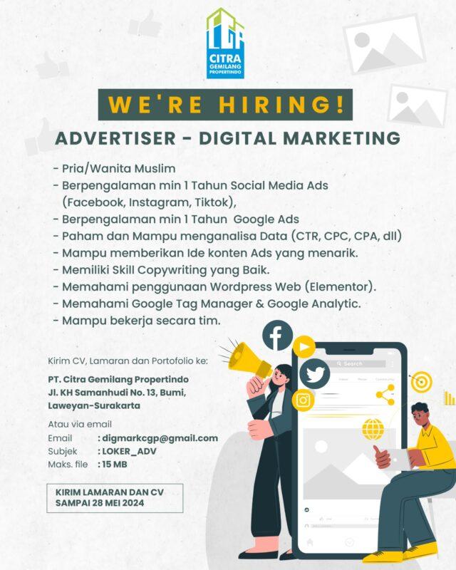 Lowongan Kerja Advertiser - Digital Marketing di PT. Citra Gemilang Propertindo - LokerJogja.ID