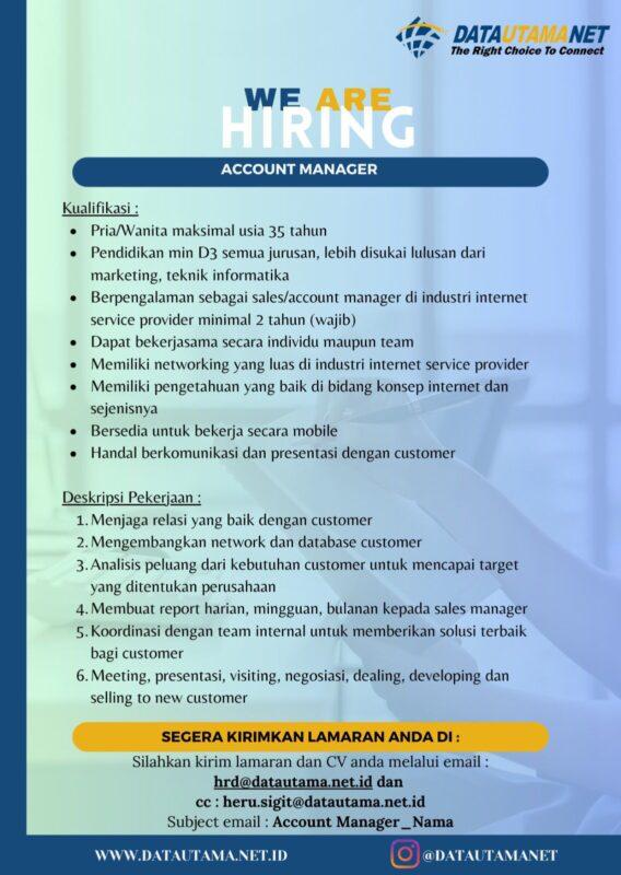 Lowongan Kerja Account Manager di PT. Data Utama Dinamika - LokerJogja.ID