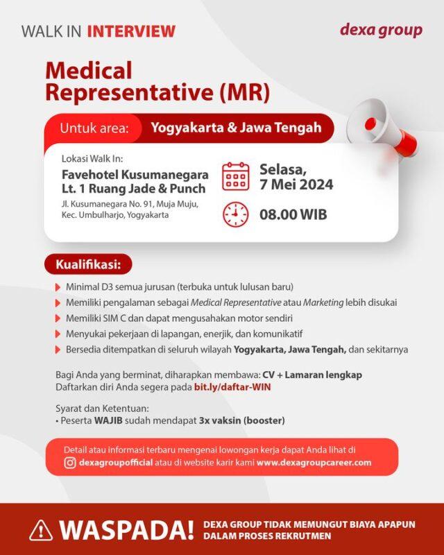 Lowongan Kerja Walk In interview Medical Representative di PT. Dexa ...