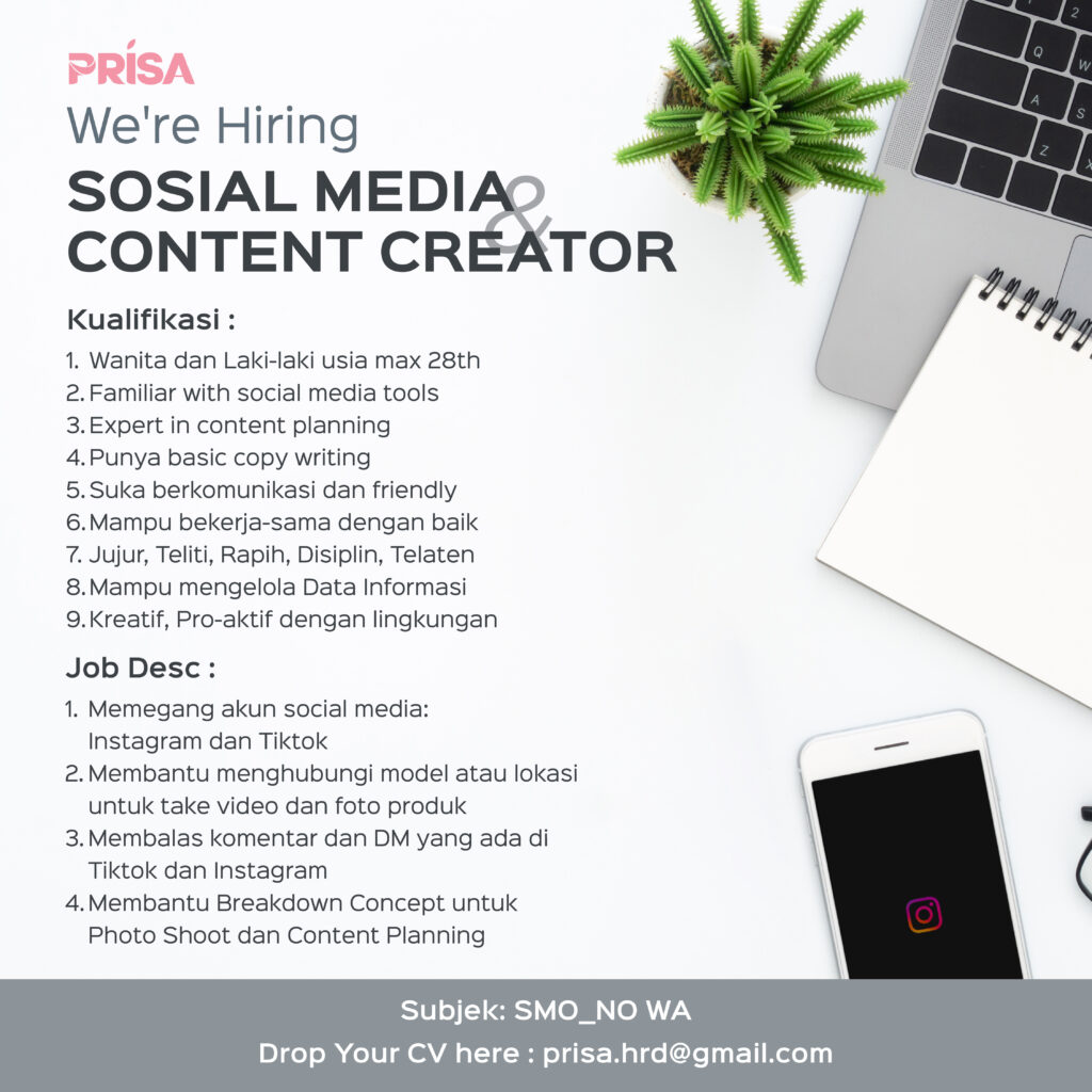 Lowongan Kerja SMO & Content Creator di PT. Dianka Farma Global / PRISA ...