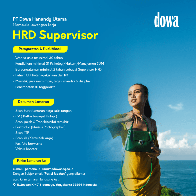 Lowongan Kerja HRD Supervisor - General Affair Staff - Sales Counter Staff - Photographer di PT ...