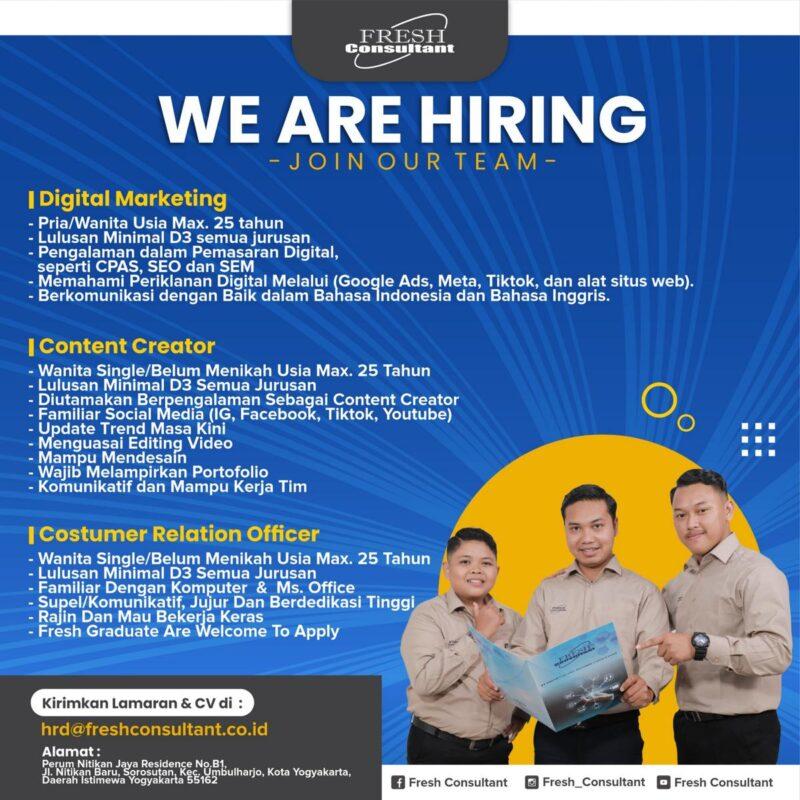 Lowongan Kerja Digital Marketing - Content Creator - Costumer Relation Officer - Operasional ...