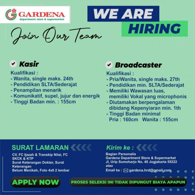 Lowongan Kerja Kasir - Broadcaster di PT. Gardena Graha - LokerJogja.ID