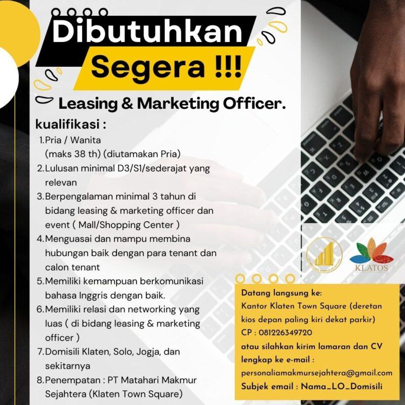 Lowongan Kerja Leasing & Marketing Officer di PT. Matahari Makmur Sejahtera - LokerJogja.ID