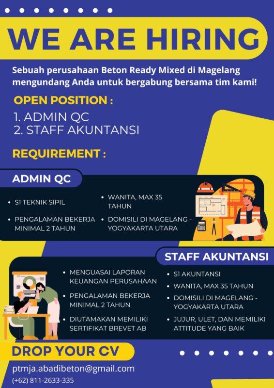 Lowongan Kerja Admin QC - Staff Akuntansi di PT. Miwa Jaya Abadi - LokerJogja.ID