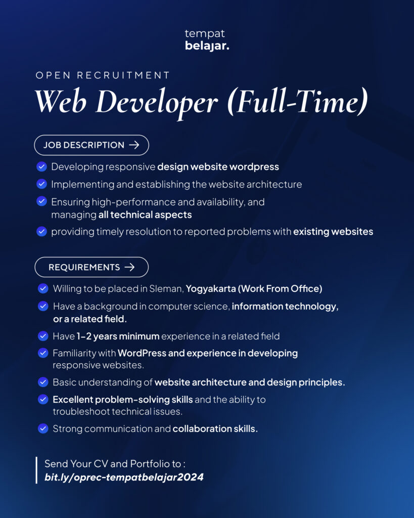 Lowongan Kerja Web Developer di PT. Tempat Berkarya Indonesia ...