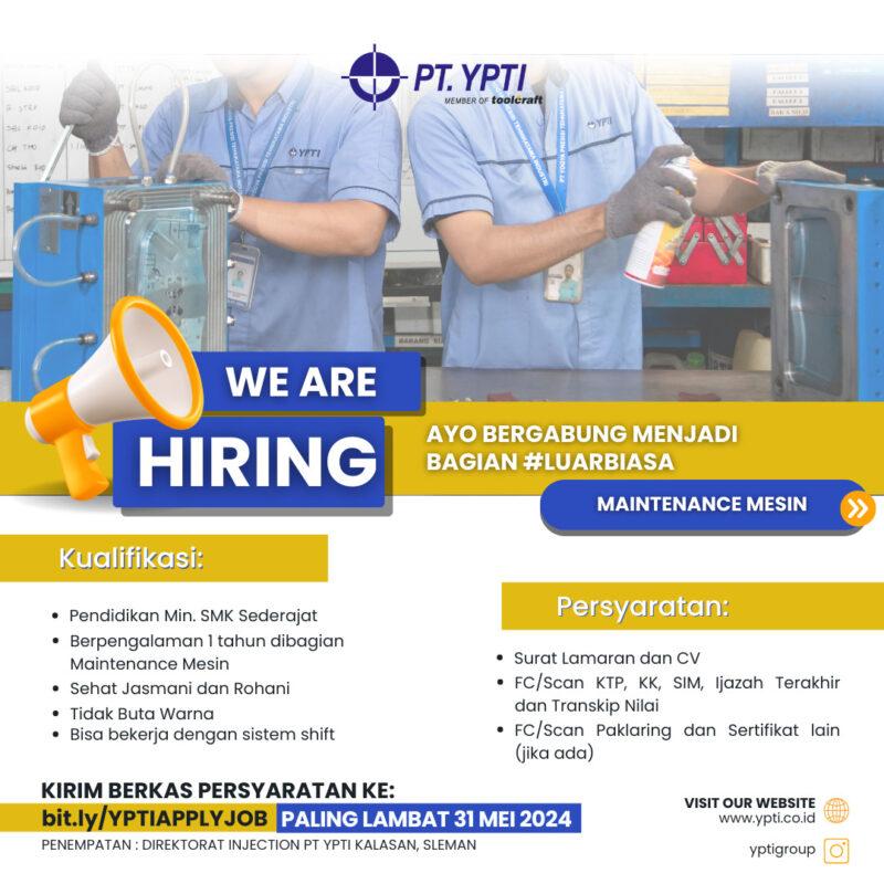 Lowongan Kerja Maintenance Mesin - Staff Jishuken - Staff Engineering di PT. Yogya Presisi ...