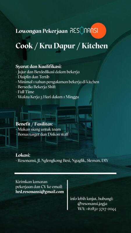 Lowongan Kerja Cook / Kru Dapur / Kitchen di Resonansi Jogja ...