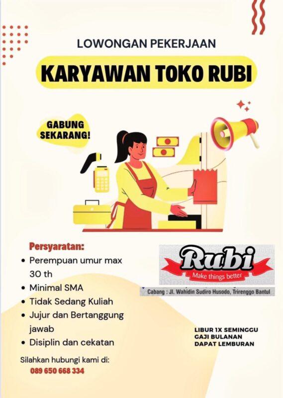 Lowongan Kerja Karyawan Toko di Toko Rubi - LokerJogja.ID