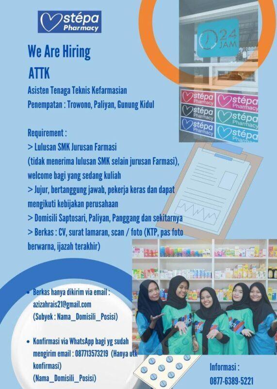 Lowongan Kerja Asisten Tenaga Teknis Kefarmasian di Stepa Pharmacy ...