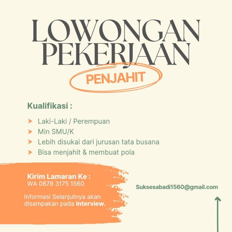 Lowongan Kerja Penjahit di Sukses Abadi Batik - LokerJogja.ID